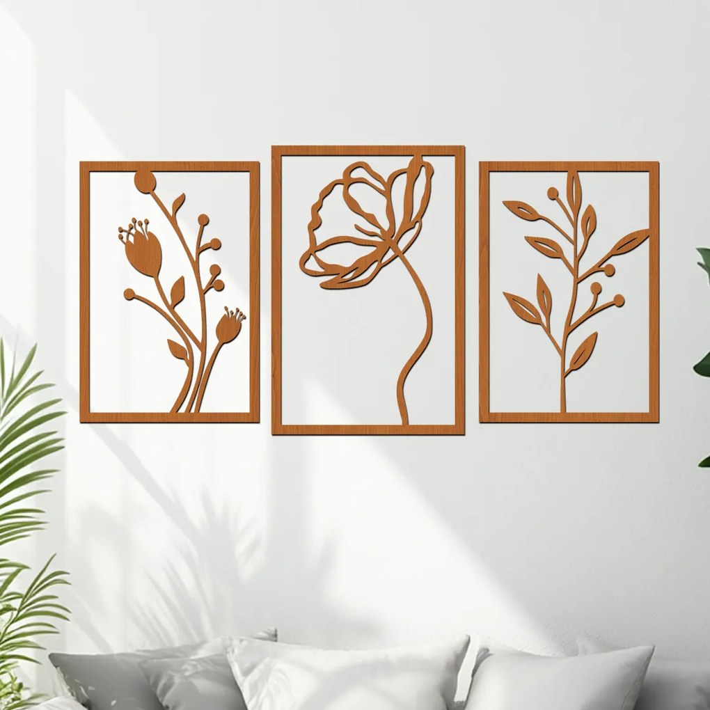 dřevo života Dřevěný obraz Letní květiny Zvolte rozměr (cm): 80x40, Zvolte barvu dekoru: Dub zlatý