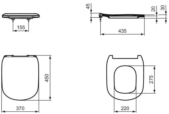 Ideal Standard Tesi WC sedátko se SoftClose, černá mat T3527V3