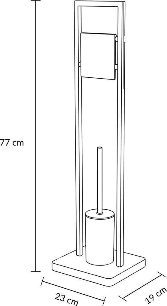 WC štětka s držákem na toaletní papír ARLE, 77 cm – černá