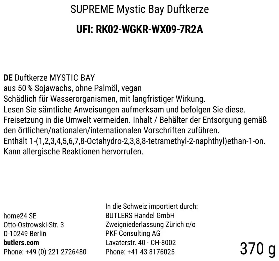 Butlers SUPREME Vonná svíčka malá Mystic Bay