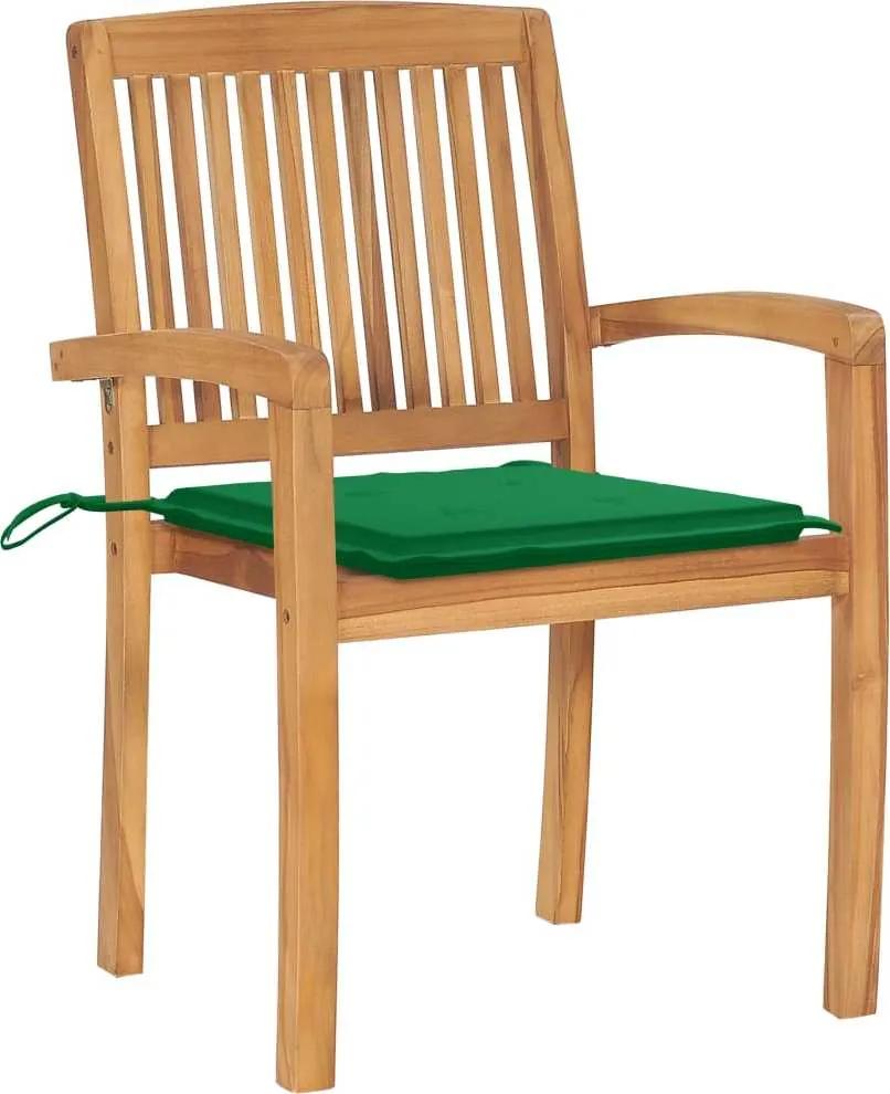 vidaXL Stohovatelné zahradní židle s poduškami 8 ks masivní teak [3073245] Barva: Vzor šedá kostka