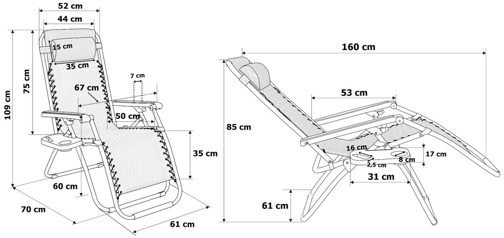 Zahradní lehátko ORION ZERO GRAVITY modré