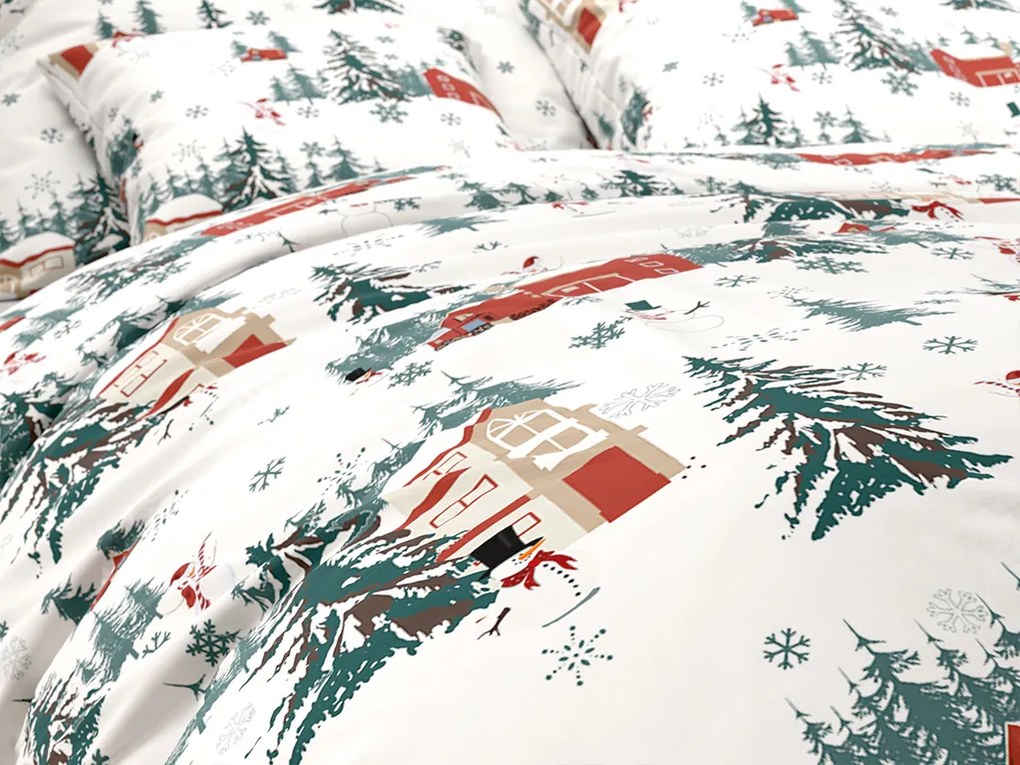 Polybavlněné povlečení SNOWY HOUSES POLY bílé Rozměr povlečení: 70 x 90 cm | 140 x 220 cm