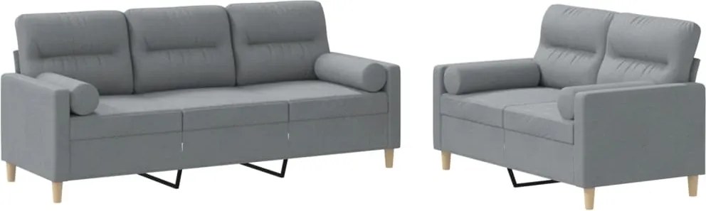 2dílná sedací souprava s polštáři světle šedá textil 3201616