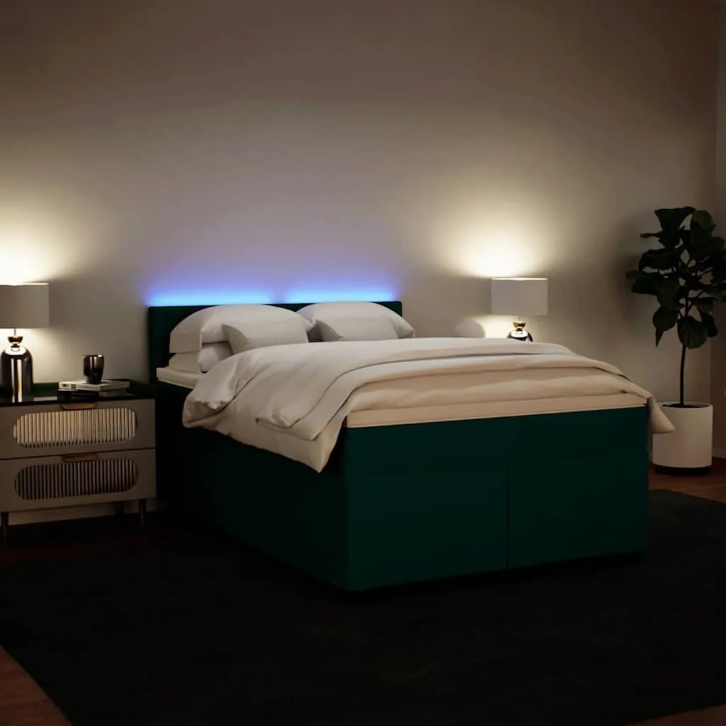 Box spring postel s matrací tmavě zelená 140x190 cm samet 3288621