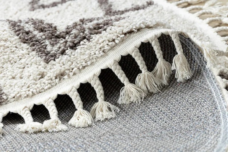 Dywany Łuszczów, Kusový koberec Berber Asila cream and brown kruh, 120x120 (průměr) kruh, hnědá, ložnice