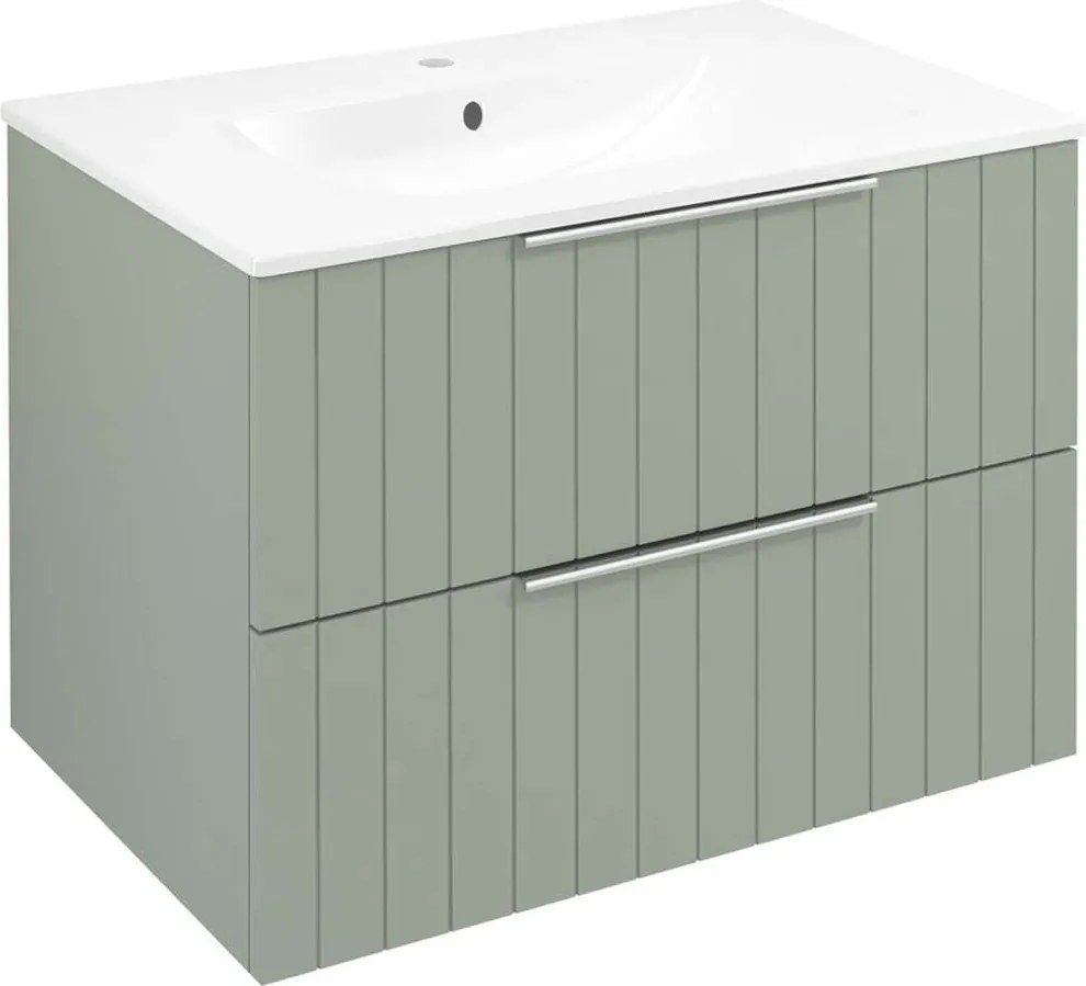 Sapho Cirasa - Umyvadlová skříňka Strip 70x52x46 cm, 2x zásuvka, verde CR701-4444S