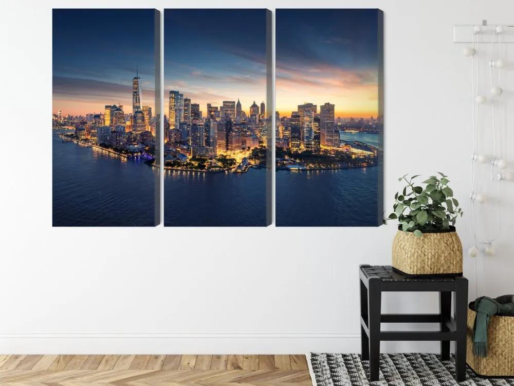 Vícedílný obraz Panorama Města New York Při Východu Slunce Nedostatek Nedostatek Plátno Canvas 60x40