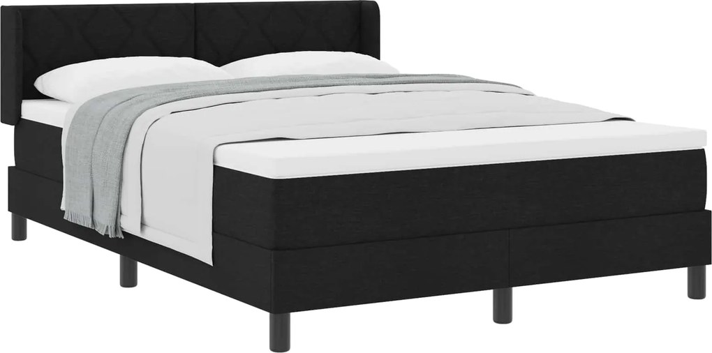 Postel s boxspringem s čelo Černý 200 x 160 cm textil 3341176
