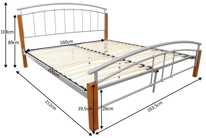 Manželská postel 160 cm Mirela (s roštem). 751809