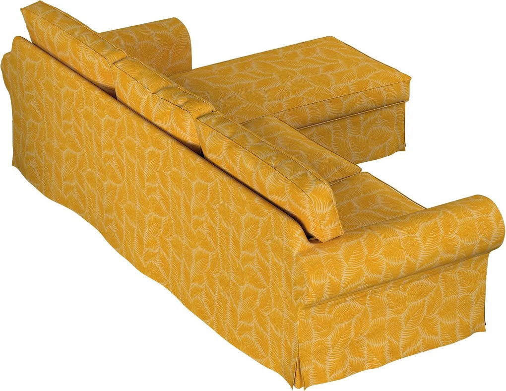 Potah na pohovku IKEA Ektorp 2-místná s lenoškou barva žlutá látka pletený vzor, vzorované