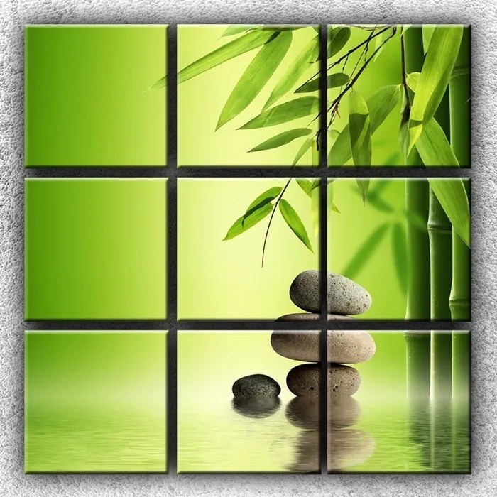 Xdecor Bambus a kamení (90 x 90 cm) - Devítidílný obraz
