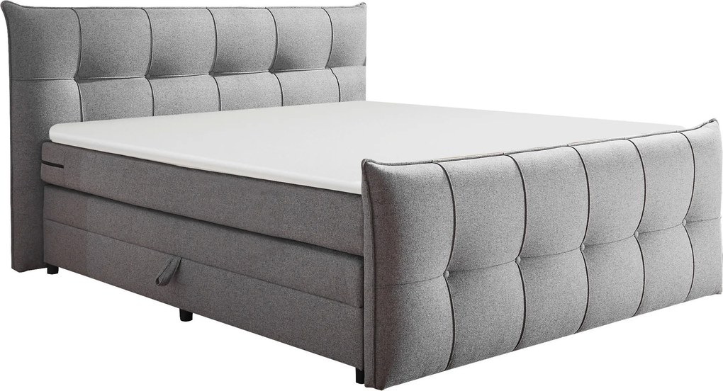 XXXLutz POSTEL BOXSPRING, 160/200 cm, tmavě šedá MID.YOU - Postele s úložným prostorem - 002220045201