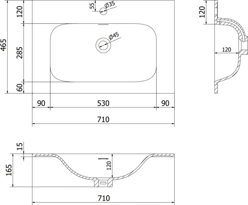 Mexen Rivel, koupelnová skříňka 70 cm s umyvadlem Vela, 1 zásuvka, drážkovaná, bílá matná, 91A20-07023-1-BF01-W23M01