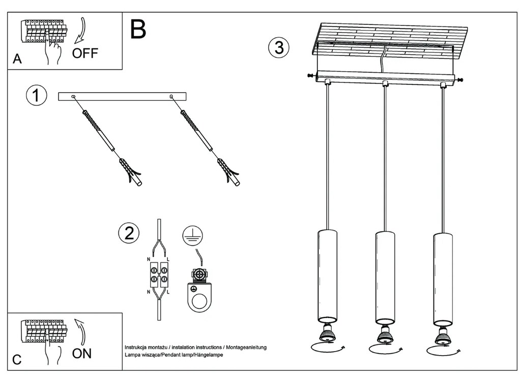 Sollux Lighting Závěsná lampa LAGOS 3L červená okrová