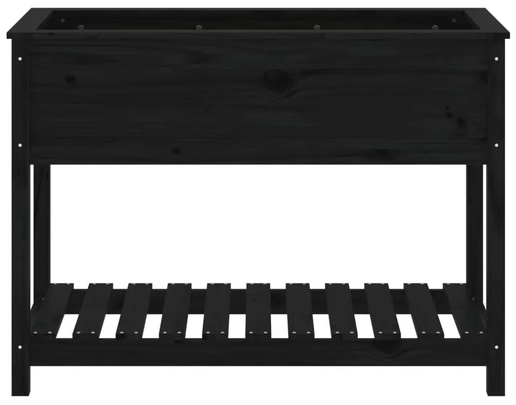 Truhlík s policí černý 111,5 x 54 x 81 cm masivní borové dřevo,  823791