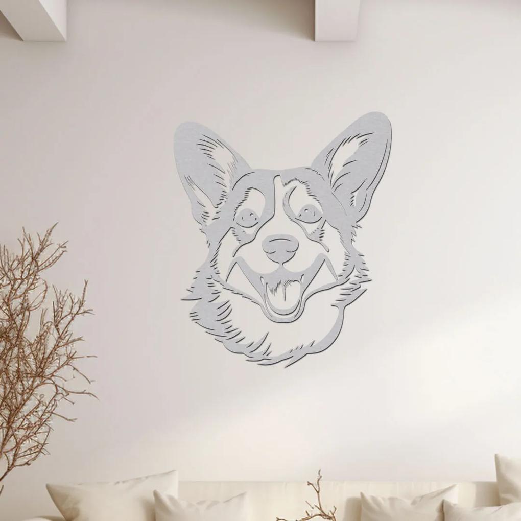 dřevo života Dřevěná dekorace na stěnu psa Corgi hlava Rozměry (cm): 34x40, Barevný vzor: Šedá