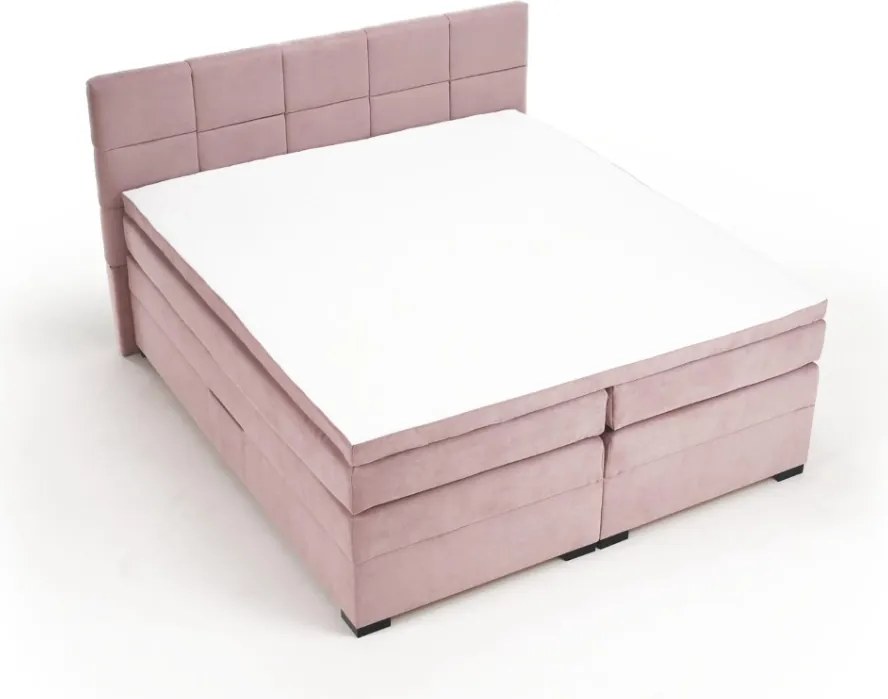 Boxspringová pocketová postel, 200x200, růžová, APRIL