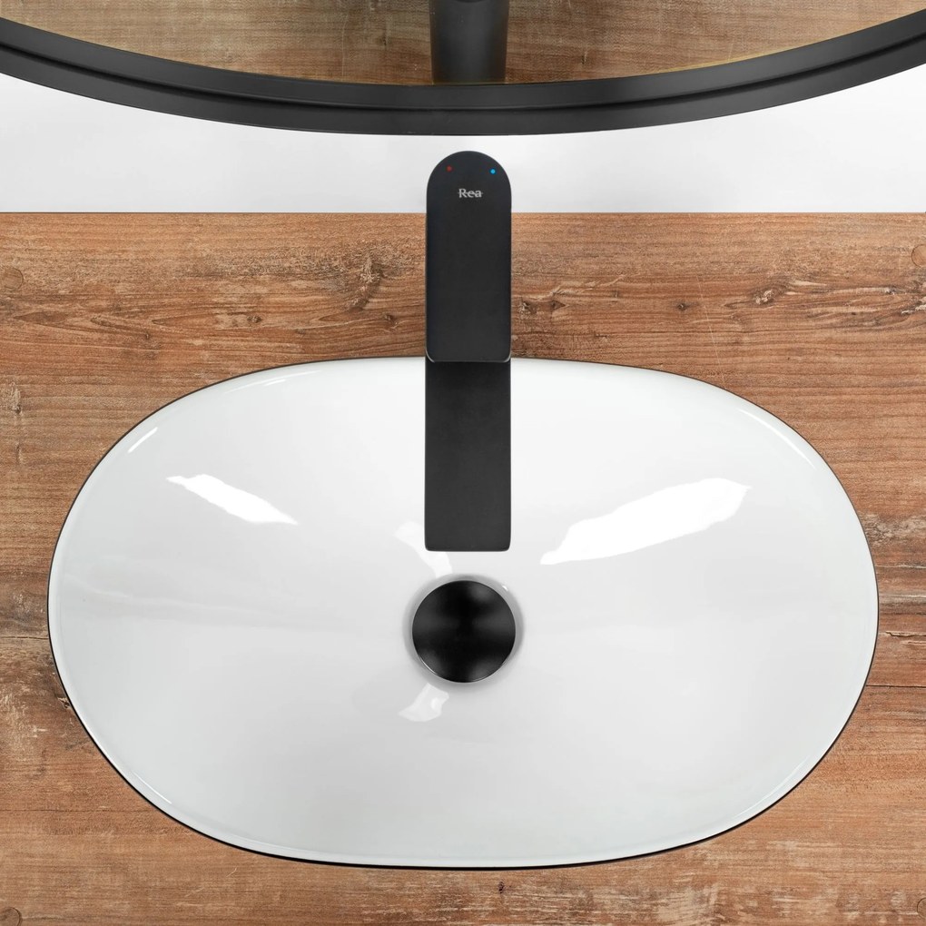 Rea Royal Mini, umyvadlo na desku 480x305x145 mm, černá-bílá, REA-U0538