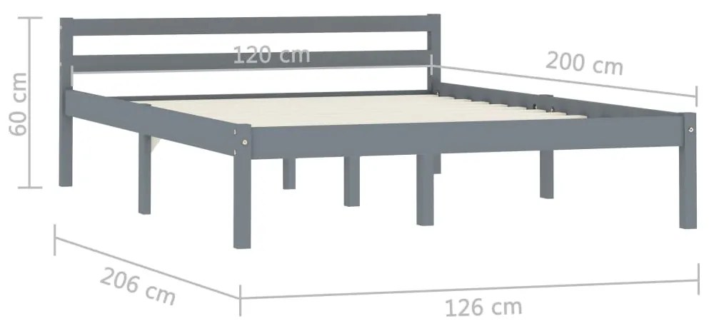 vidaXL Marketos Rám postele šedý masivní borovice 120 x 200 cm