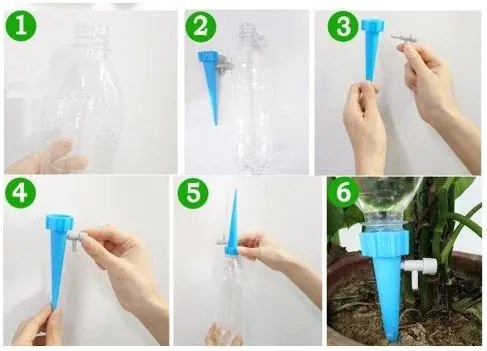 Zaparkorun Zavlažovací hroty Spike Drip - 10x zavlažovač s odkapávacím ventilem - modrá