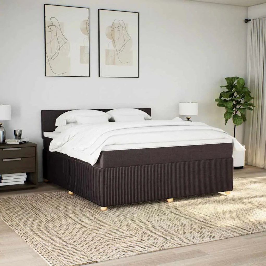 Box spring postel s matrací tmavě hnědá 180x200 cm textil 3287531