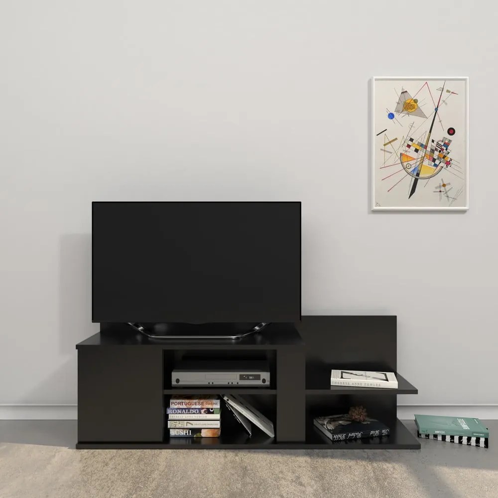 Černý TV stolek Marshall, šířka 120 cm