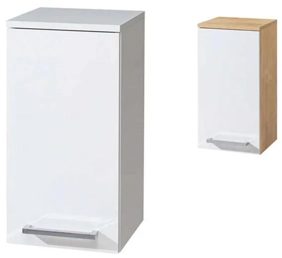 Mereo, Bino koupelnová skříňka horní, 63 cm, levá, bílá, dub, CN665