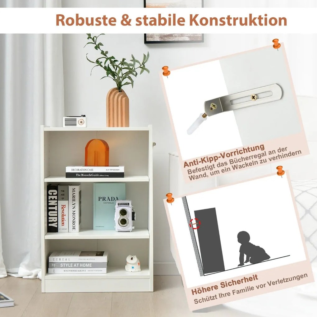 Costway Odkládací police 3patrová knihovna – 50 × 30 × 75 cm