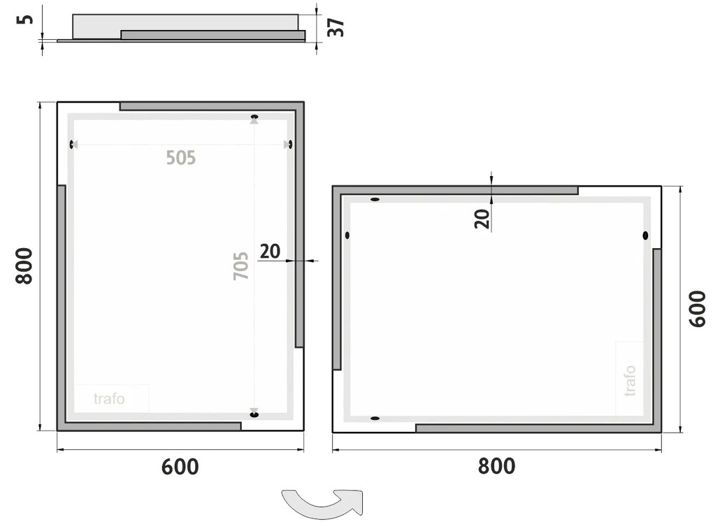 Nimco LED zrcadlo 600x800 - ZP 14002