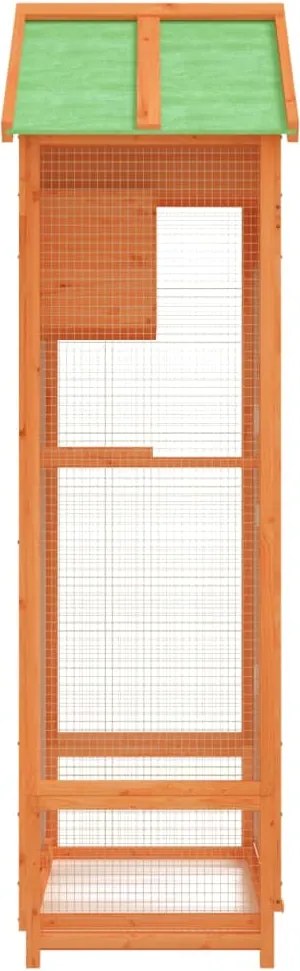 Ptačí voliéra hnědá 91,5 x 53 x 170 cm masivní borové dřevo 172252