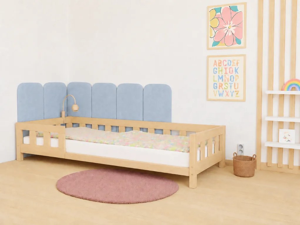 Rovný čalouněný panel na zeď VELVET se zaoblenými rohy Zvolte barvu: Béžová, Zvolte rozměr: 30x70 cm, Uchycení na zeď: Se samolepícím suchým zipem