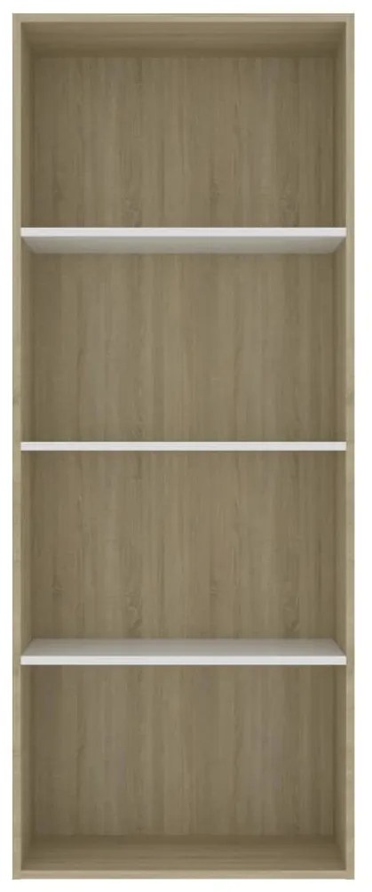 Knihovna Horman - 4 police - bílá a dub sonoma | 60x30x151,5 cm