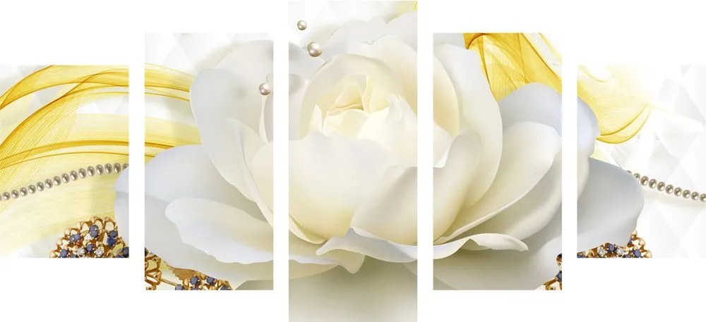 5-dílný obraz luxusní růže s abstrakcí Varianta: 100x50