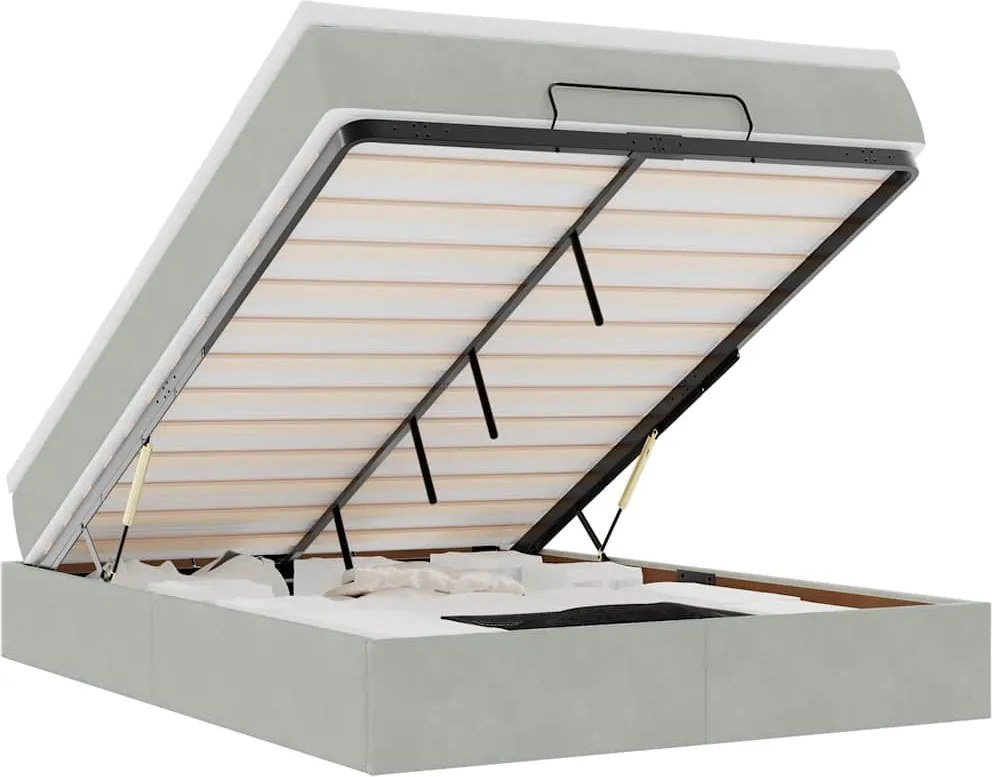 Osmanský rám postele s matrací světle šedá 140x200cm samet 3311189