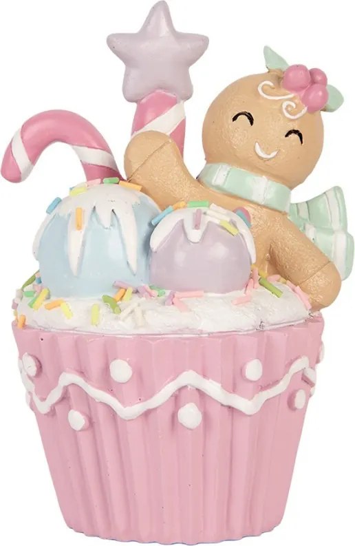 Vánoční dekorace Cupcake s perníčkem Pastel Christmas Chic - 11*9*15 cm