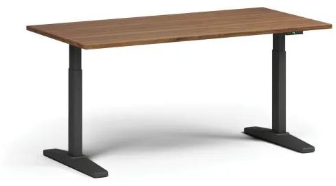 Výškově nastavitelný stůl, elektrický, 675-1325 mm, deska 1600x800 mm, černá podnož, ořech