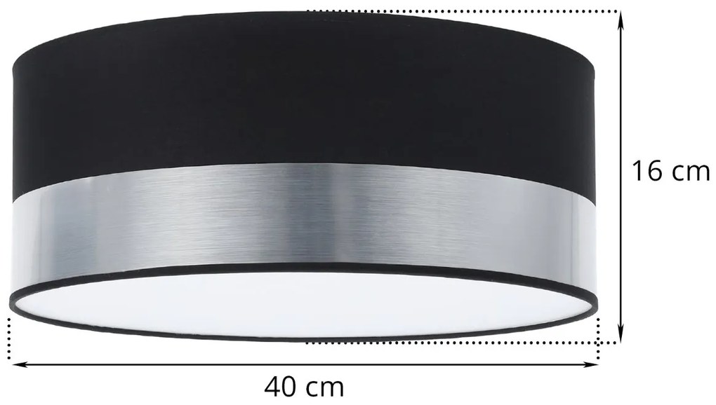 Stropní svítidlo Elegance, 1x chromové/černé textilní stínítko, (bílé plexisklo), (fi 40cm)
