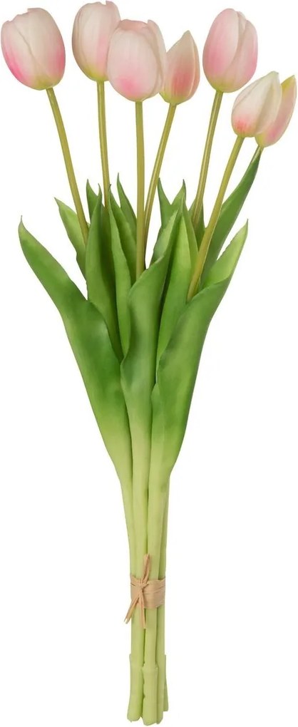 Kytice 7ks světle růžových realistických tulipánů Tulips - 45cm