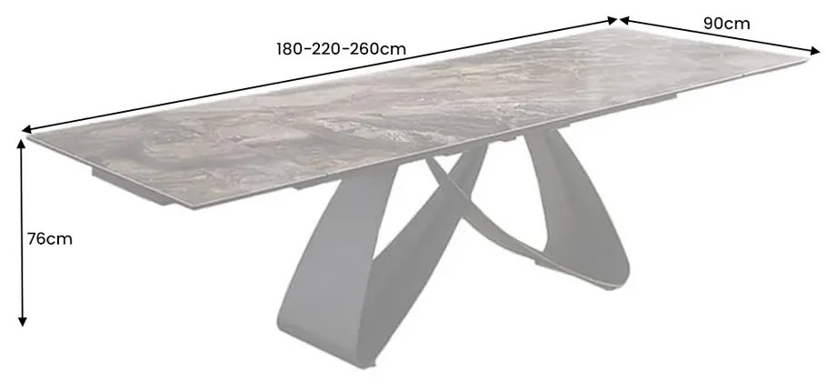 Massive home | Rozkládací keramický jídelní stůl Infinity 180-220-260cm taupe mramor