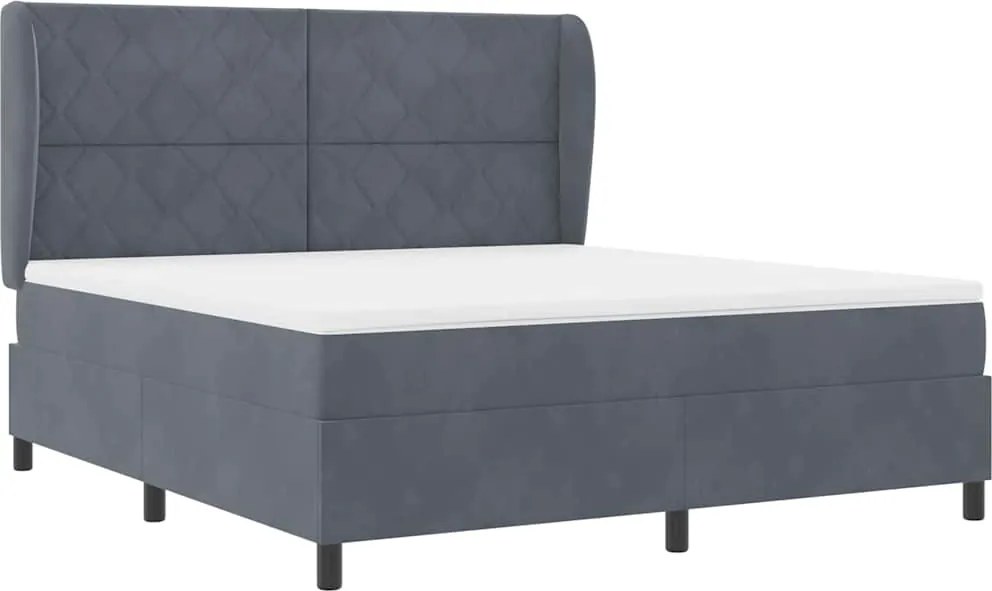 Postel s boxspringem s čelo Tmavě šedá 200 x 180 cm samet 3340995