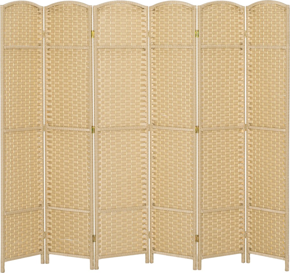 HOMCOM paravan pro vnitřní prostory ze dřeva, 6 panelů, 240 x 170 cm, skládací dělící stěna pro obývací pokoj, ložnici, přírodní