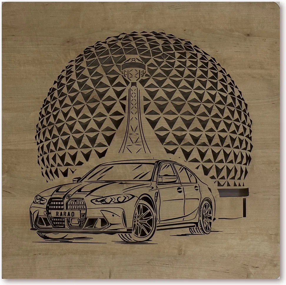 Li-Go "BMW" světelný obraz 230V 70x70 cm provedení povrchu: dub světlý