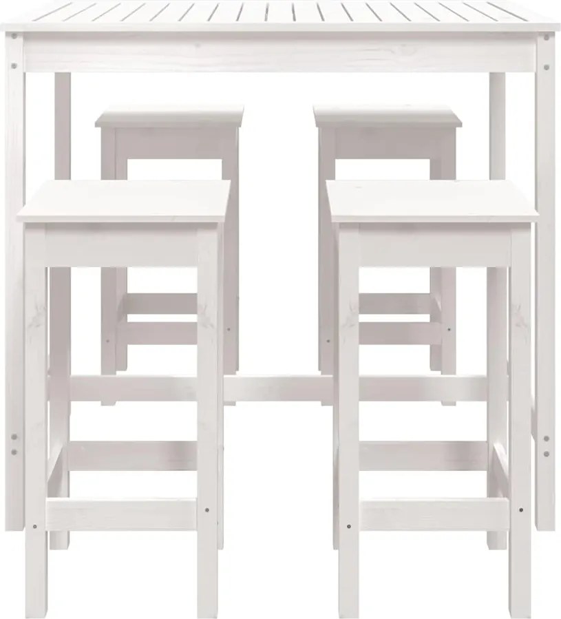 5dílný zahradní barový set bílý masivní borové dřevo 3154746