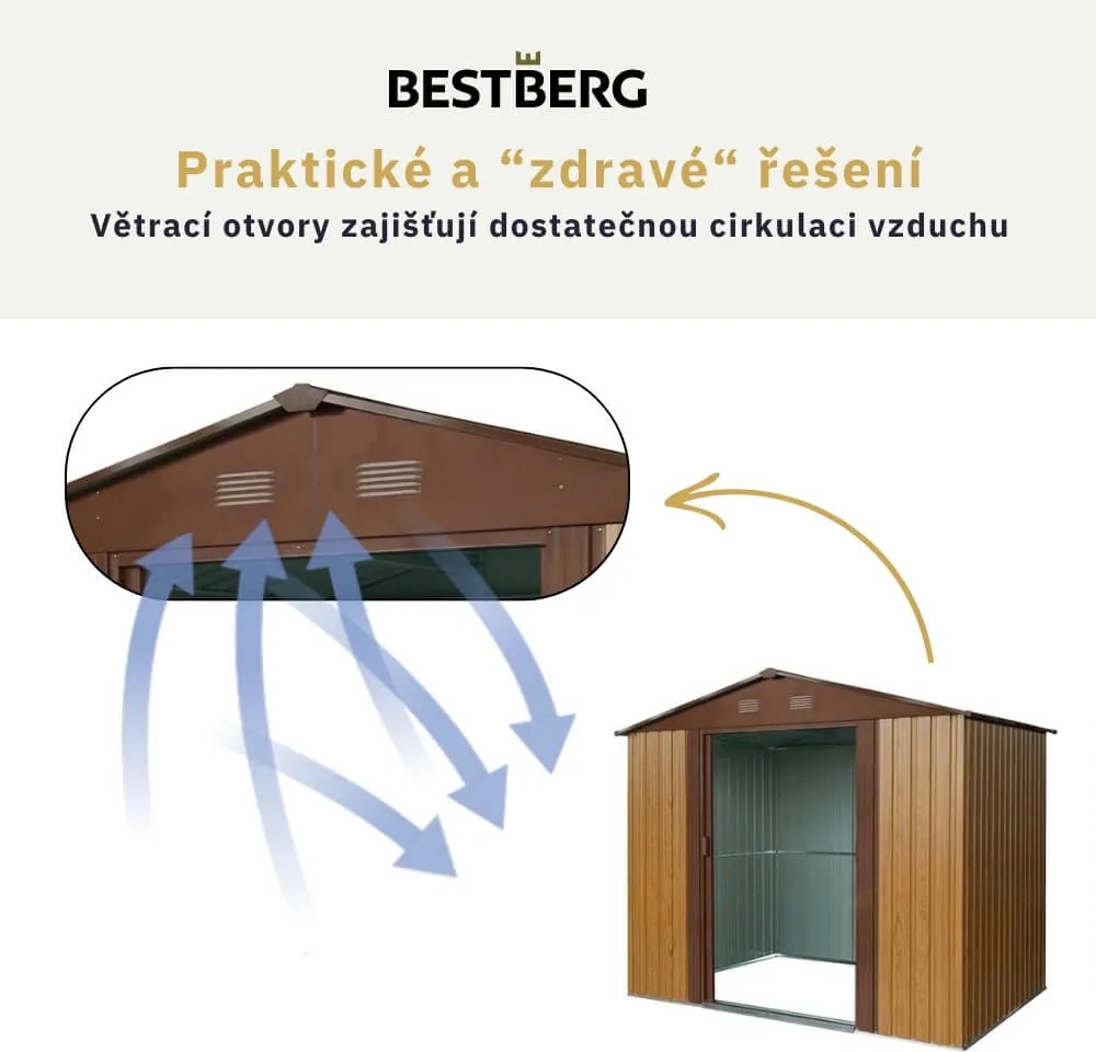 Zahradní domek BestBerg ZDB-2D / 2,5 m² / 194 x 131 x 184 cm / dekor dřevo/hnědá