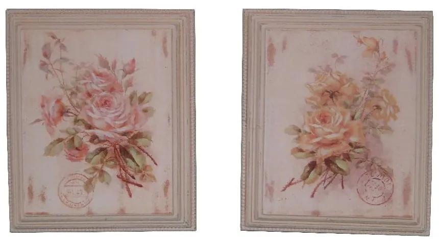 Sada 2 obrazů Antic Line Roses, 25,5 x 30,5 cm