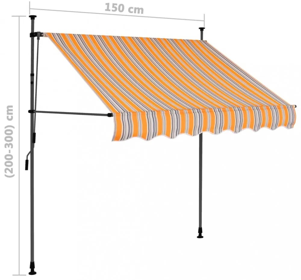 Ručně zatahovací markýza s LED světlem 150x120 cm Dekorhome Bílá / modrá