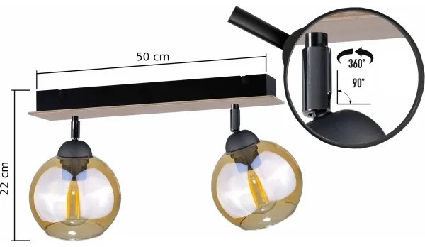 Bodové svítidlo THEA WOOD 2xE27/60W/230V
