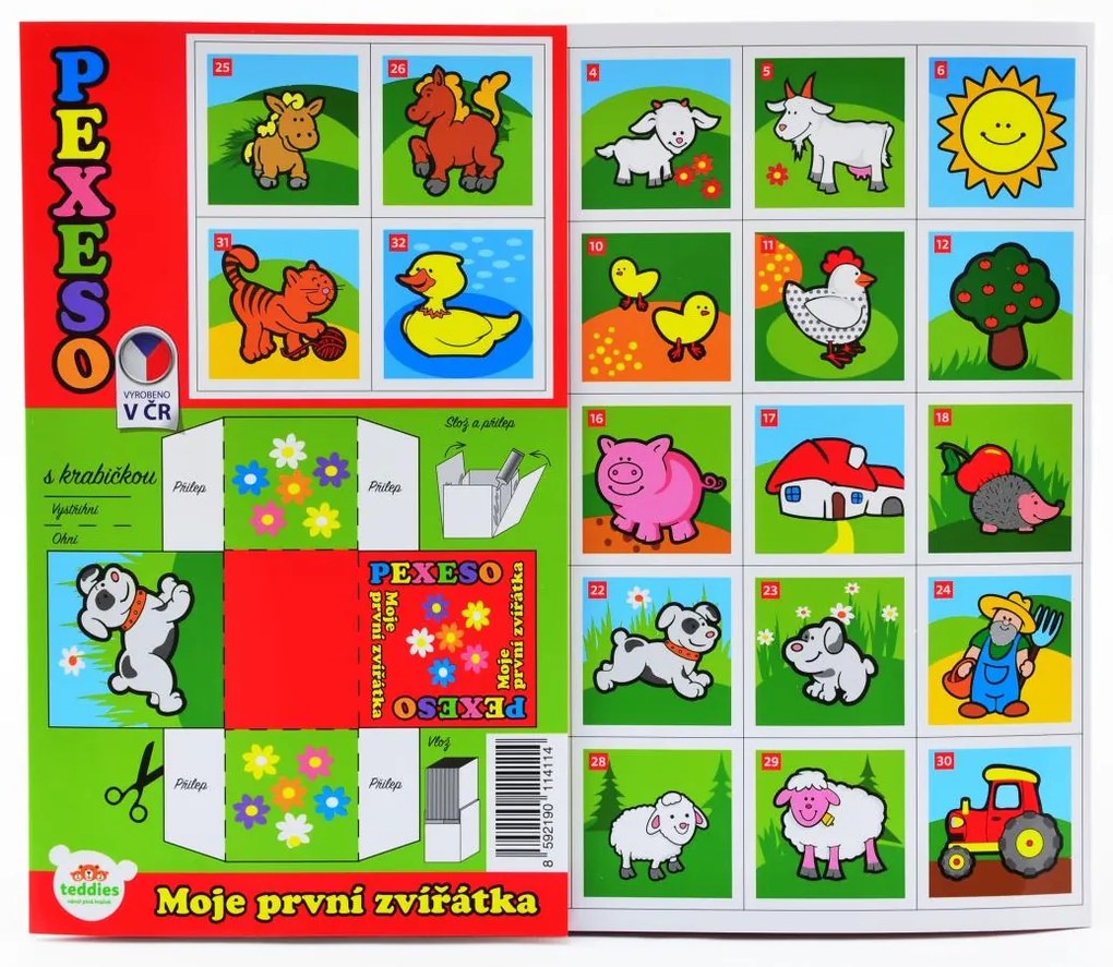 Teddies Pexeso papírové Moje první zvířátka MPZ společenská hra 27x23cm