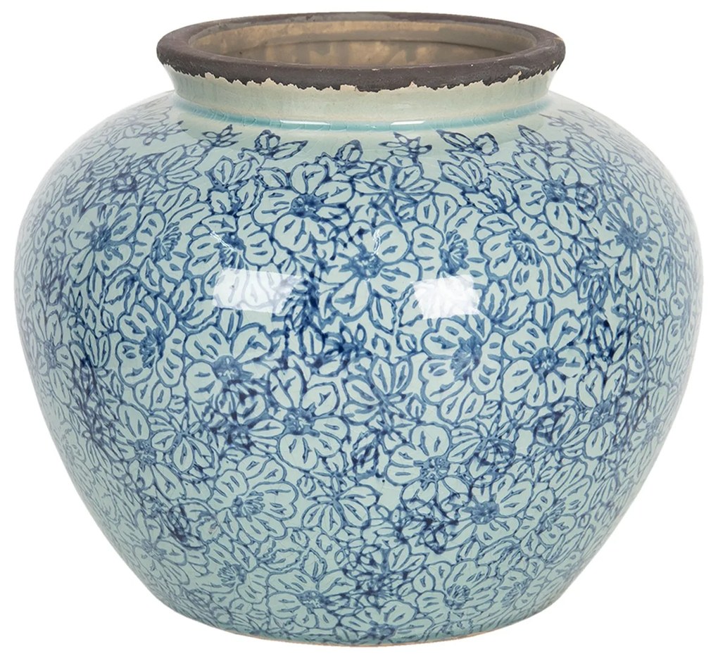 Vintage váza z keramiky s kvítky Bleues – Ø 20*16 cm